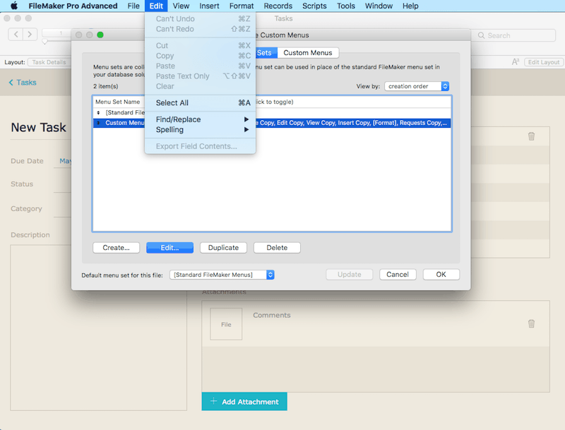 FileMaker 17 Lets You Copy and Paste Custom Menus and Custom Menu Sets Between Solutions ...